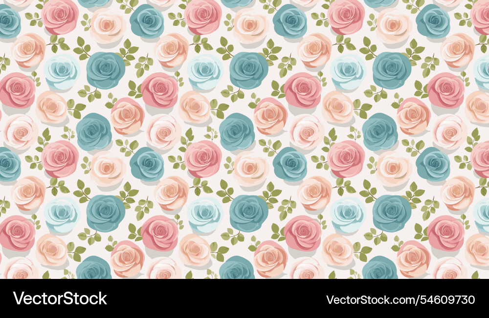 Seamless floral pattern with roses in pastel – Royalty-Free Vector ...