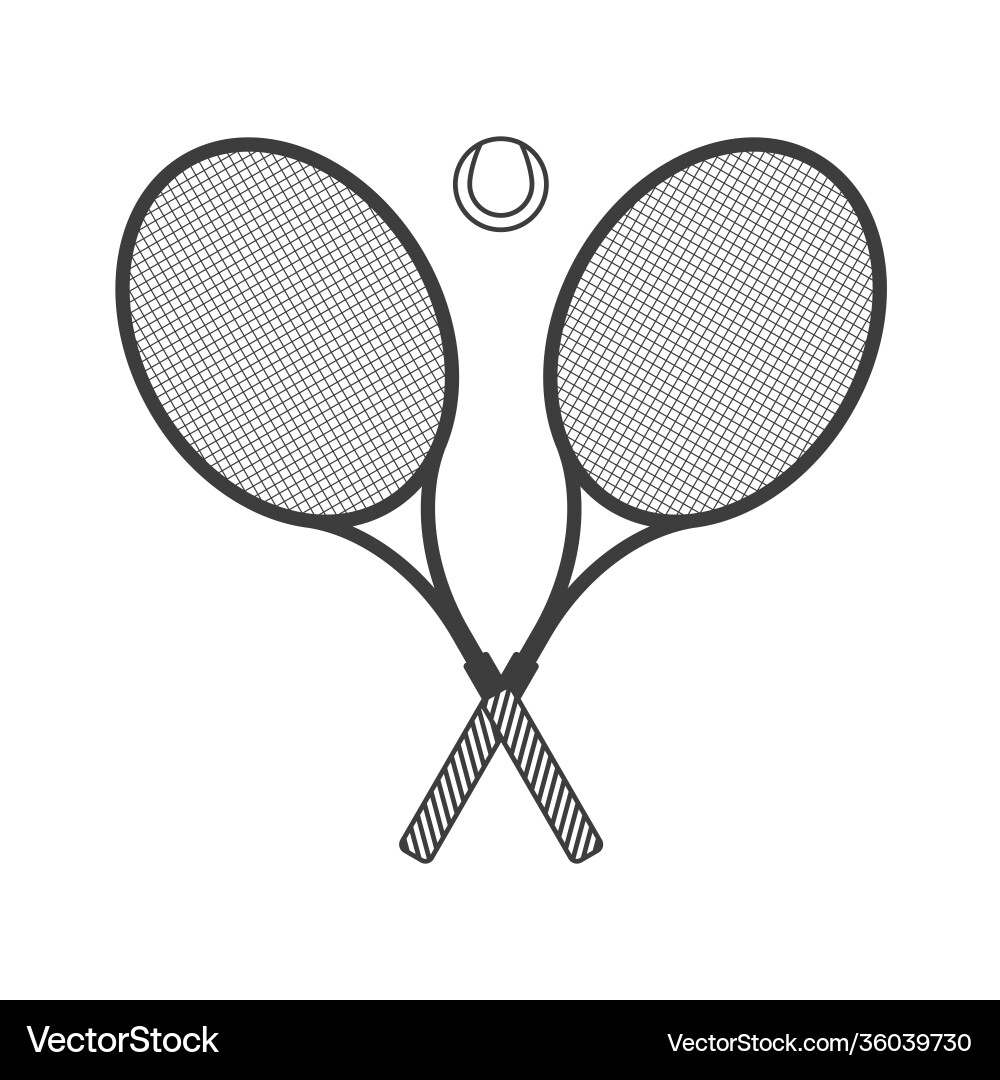 Two crossed tennis racket and ball Royalty Free Vector Image