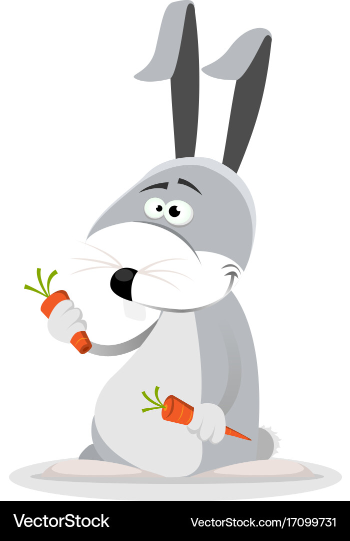 Cartoon rabbit eating carrot Royalty Free Vector Image