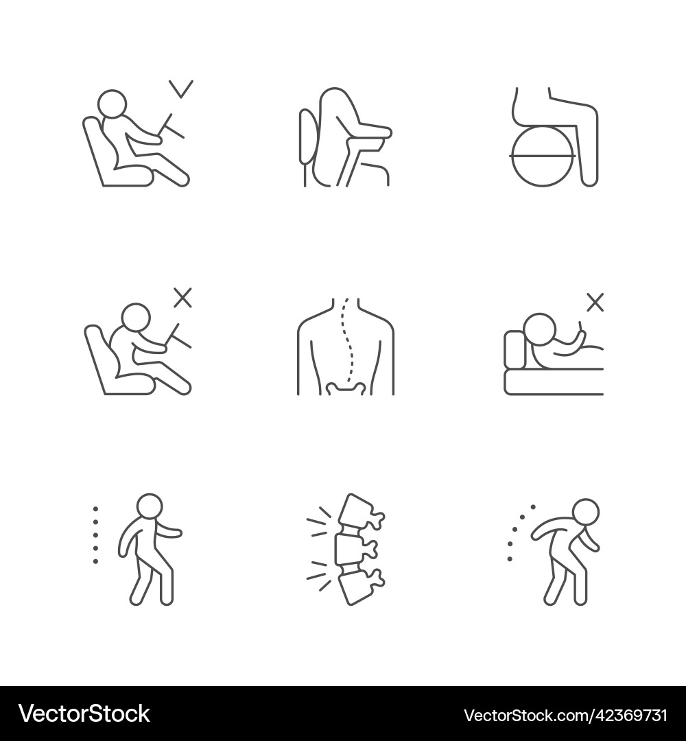 Correct posture line outline icon Royalty Free Vector Image