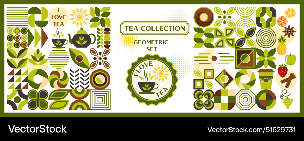 Design geometric elements logo with tea Royalty Free Vector