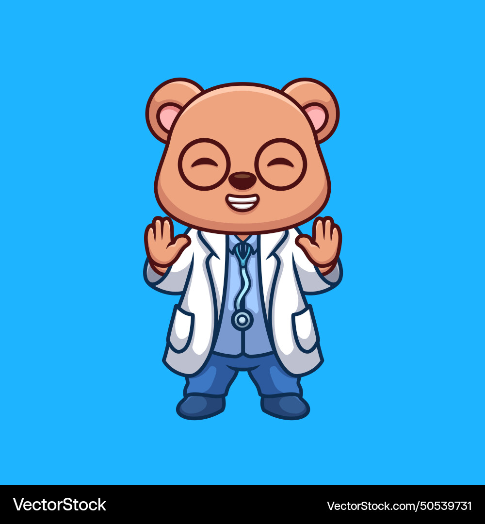 Doctor bear cute cartoon character Royalty Free Vector Image