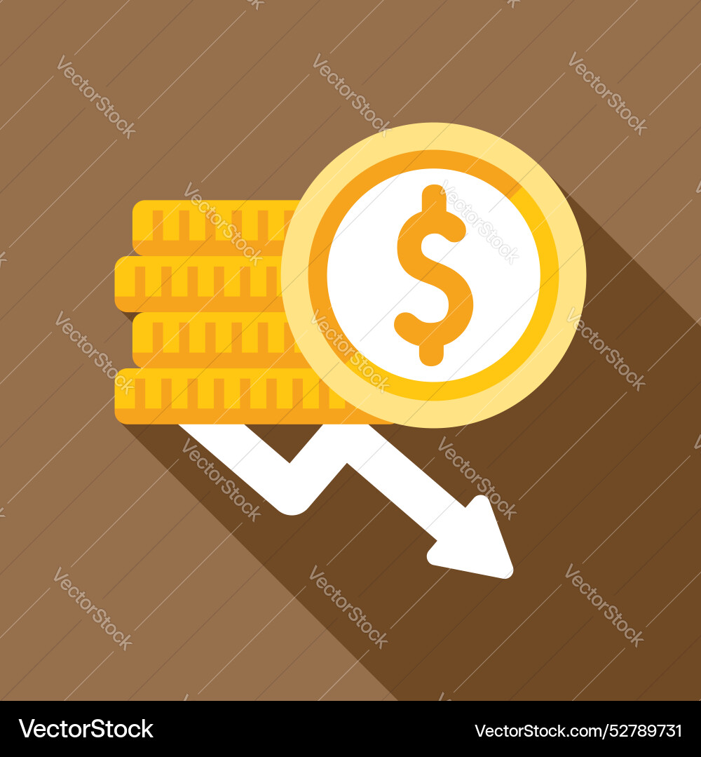 Dollar currency decreasing downward trend Vector Image