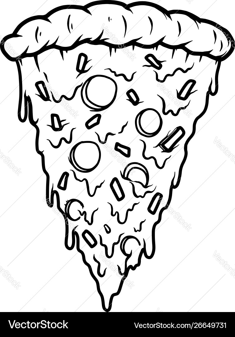 Hand drawn cut pizza isolated on white Royalty Free Vector