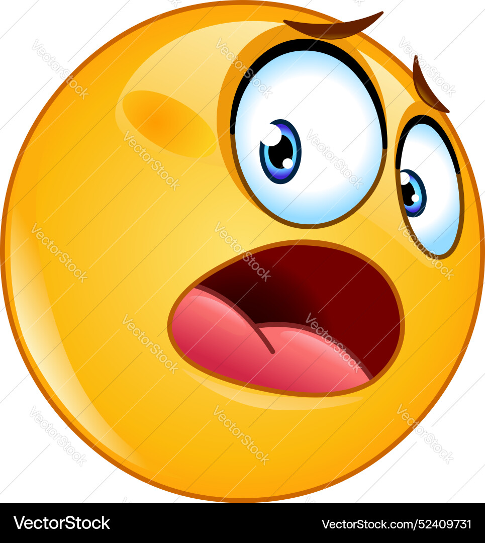 Looking back in horror emoticon Royalty Free Vector Image