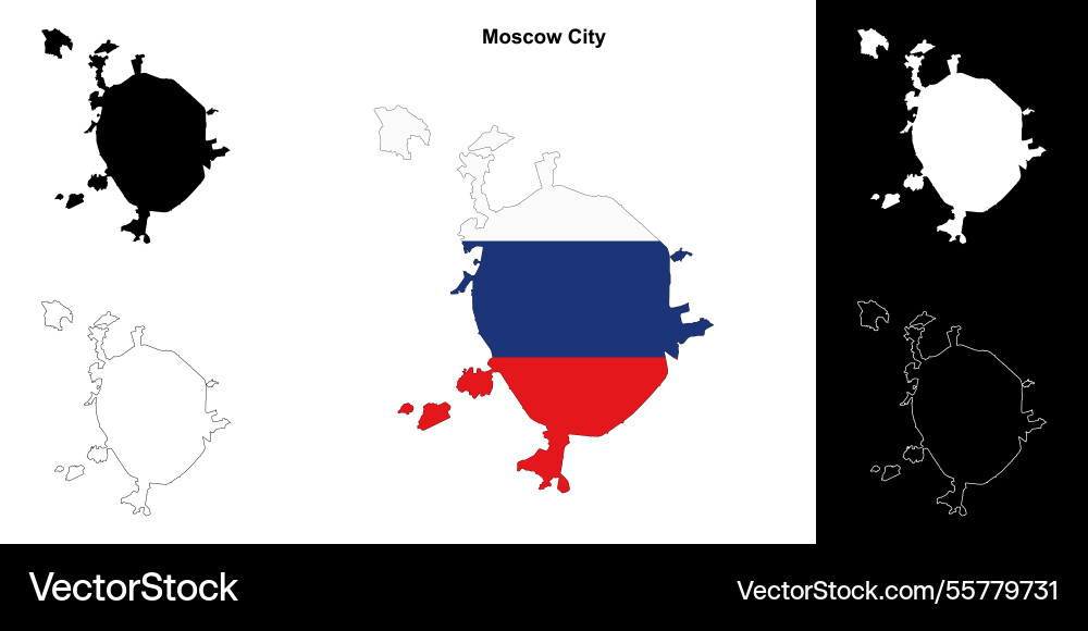 Moscow city outline map Royalty Free Vector Image