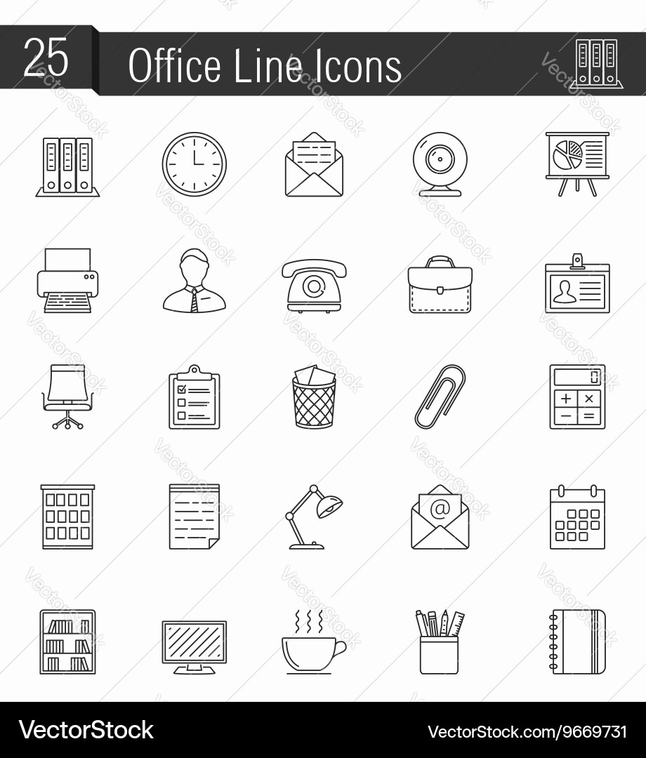 Office icons Royalty Free Vector Image - VectorStock