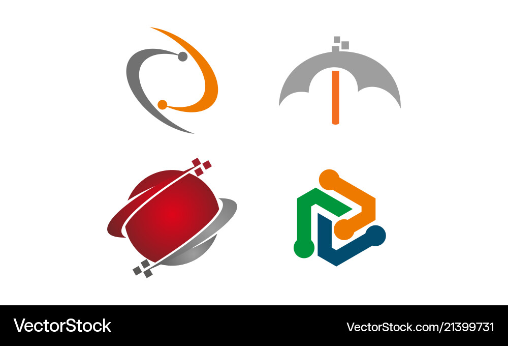 Technology connection logo set Royalty Free Vector Image