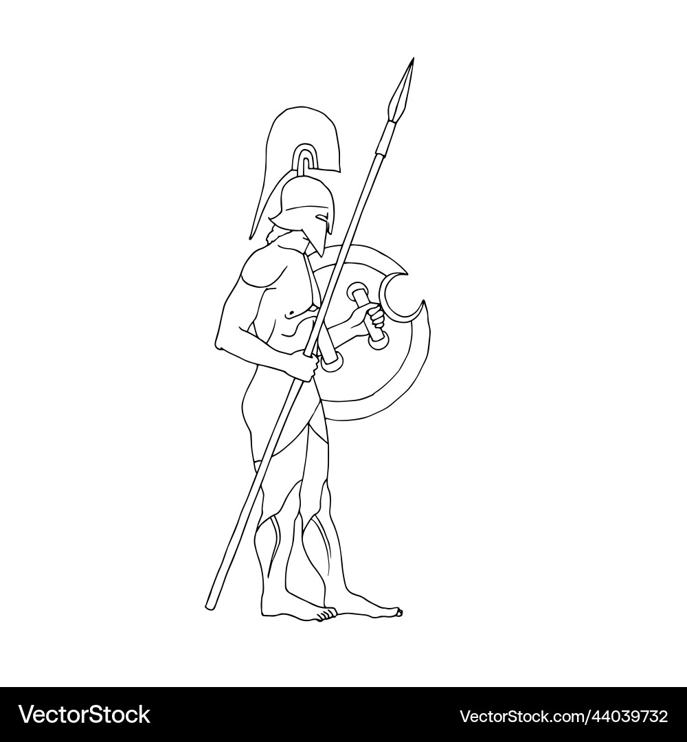 Achilles with a spear and shield hoplite Vector Image