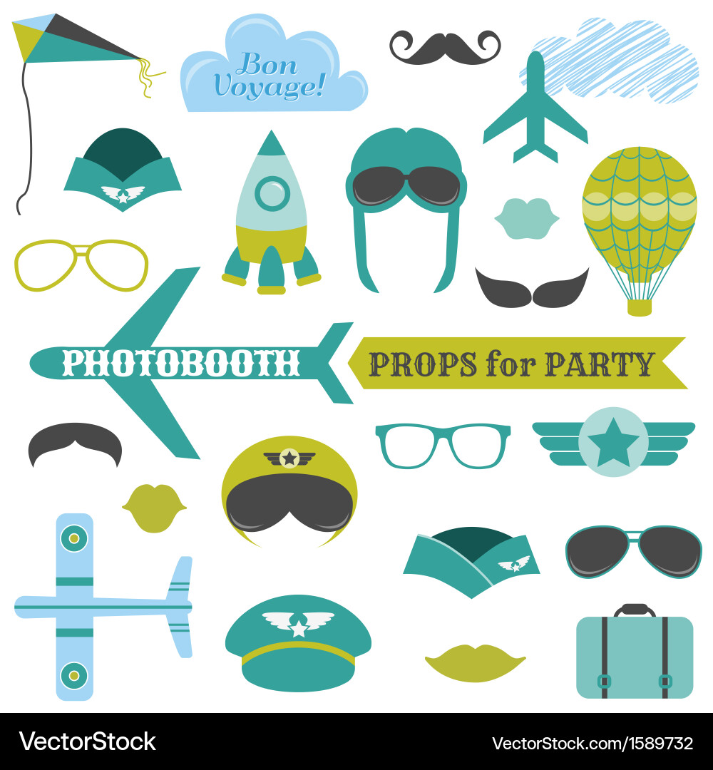 Airplane party set - photobooth props Royalty Free Vector