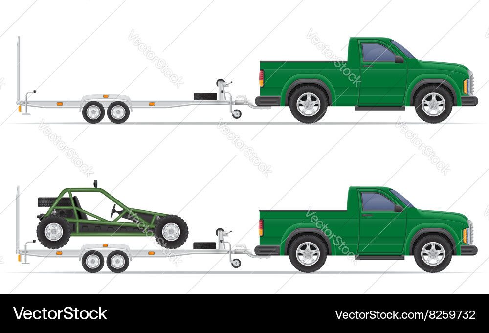 Car pickup with trailer 01 Royalty Free Vector Image