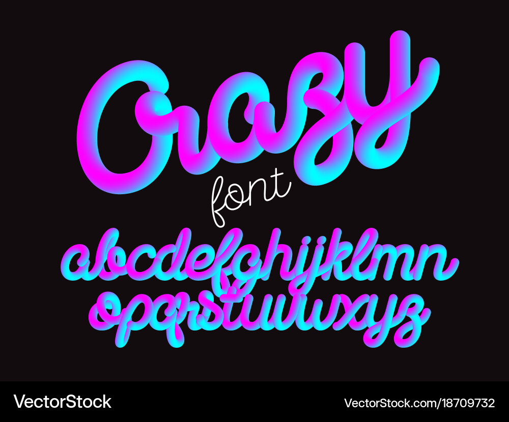Crazy color 3d alphabet pipe font Royalty Free Vector Image