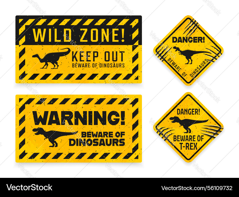 Dinosaur Warning Signs - Danger Zone Royalty Free Vector