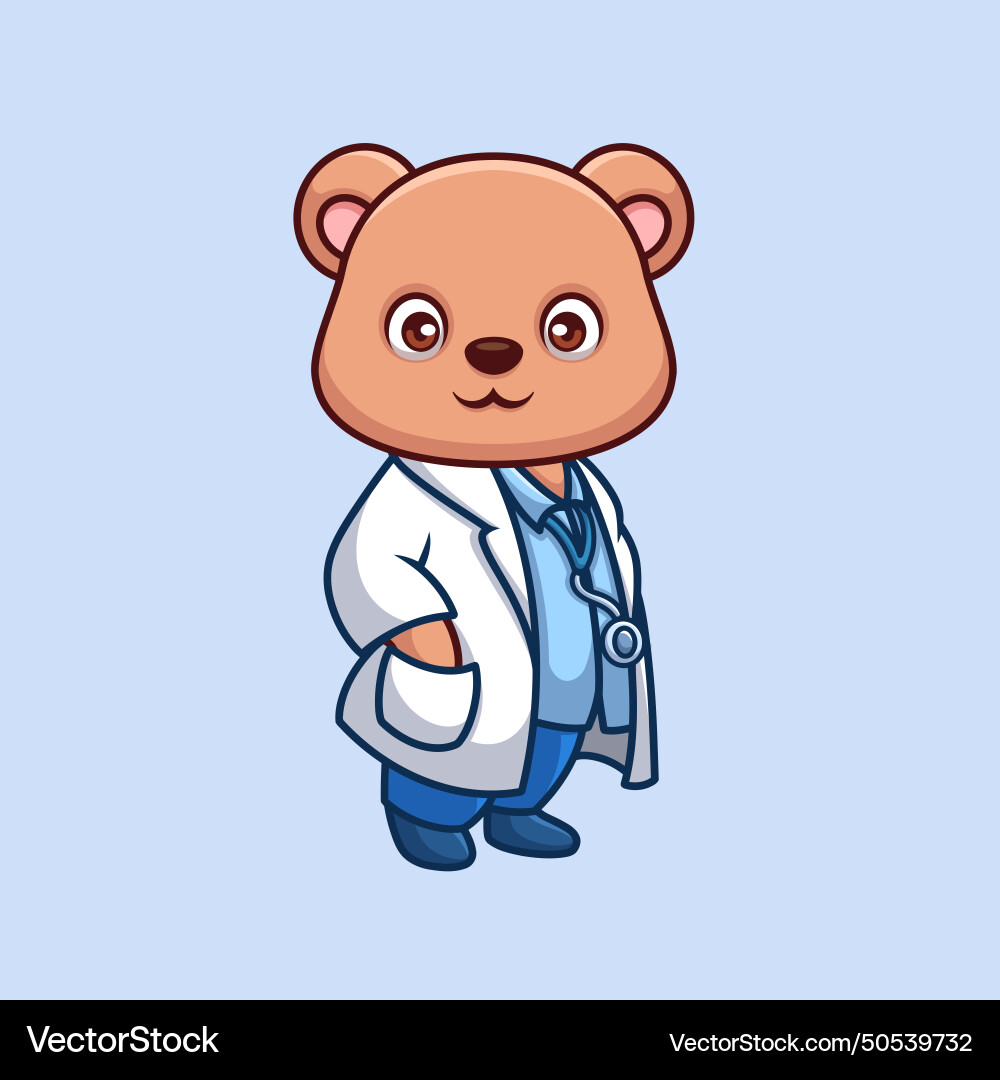Doctor bear cute cartoon character Royalty Free Vector Image