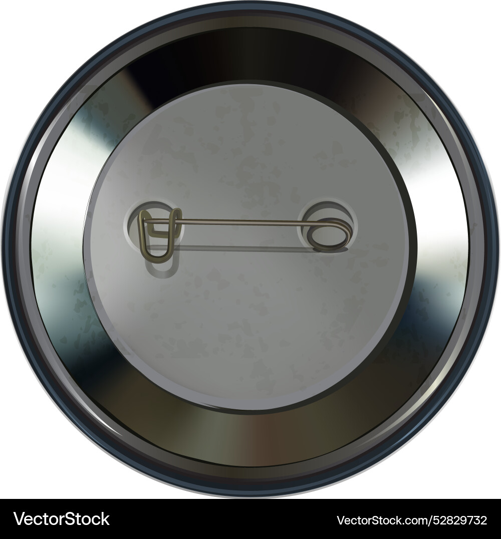 Metal pin label back view realistic mockup Vector Image