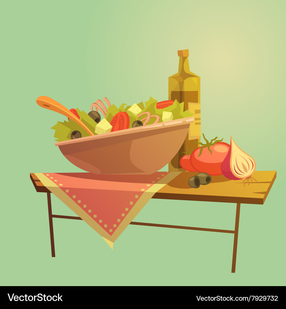 Salad cartoon concept Royalty Free Vector Image