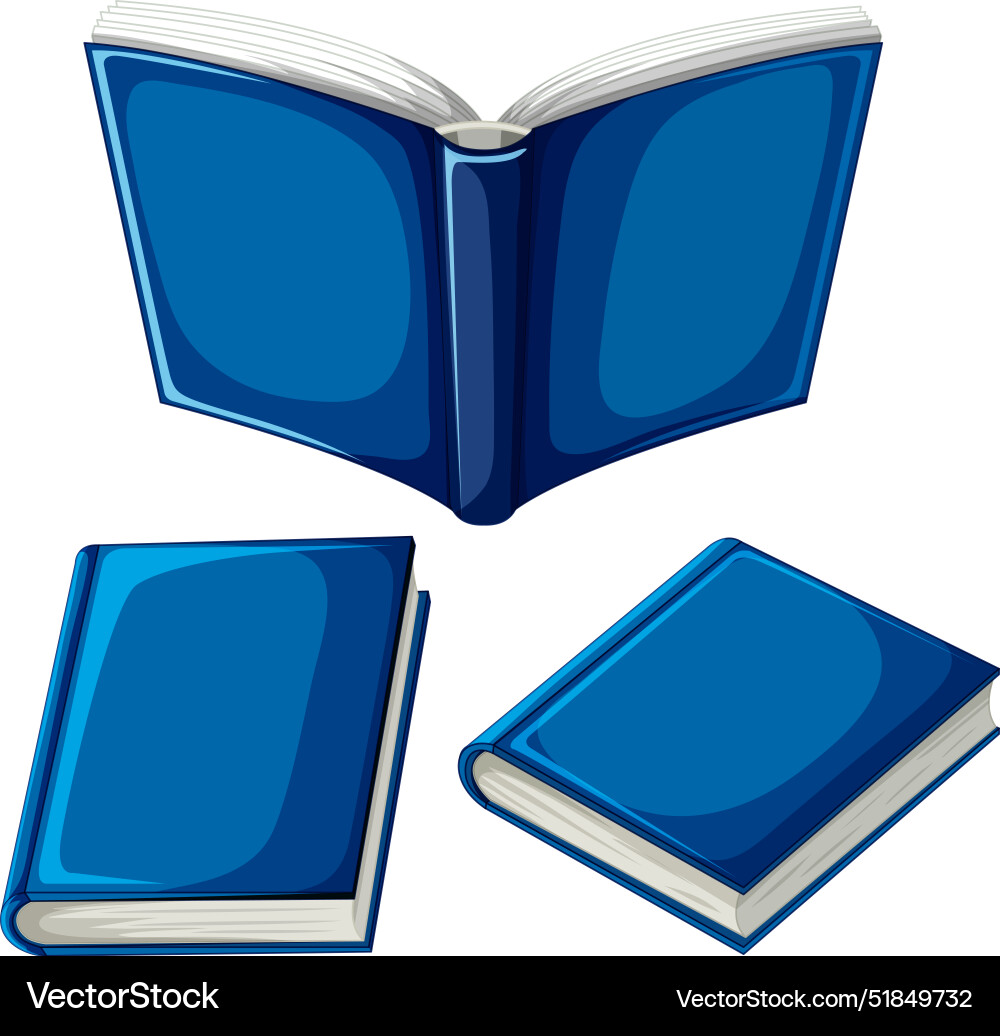 Three blue books in different positions Royalty Free Vector