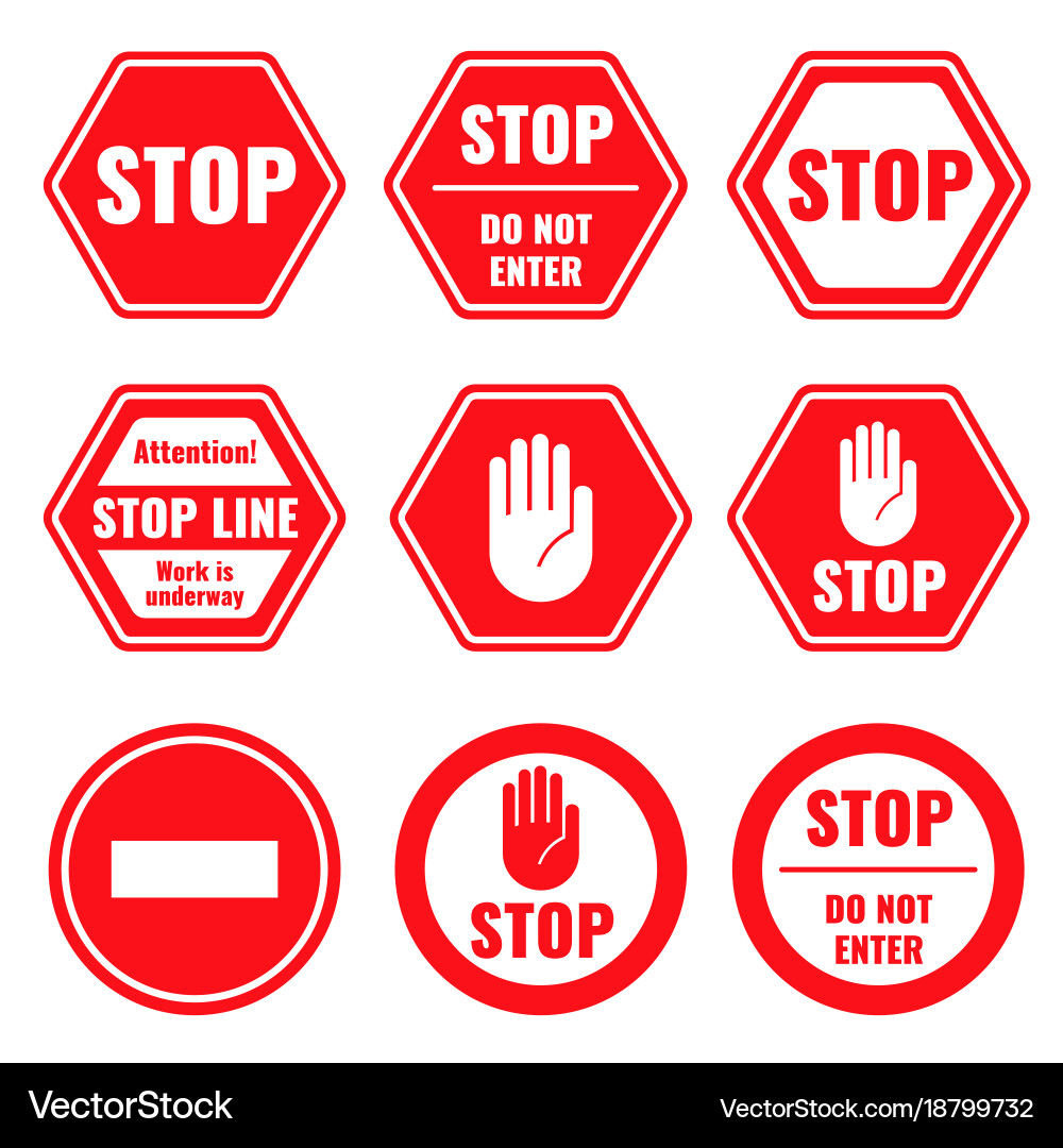 Traffic Danger Stop Signs Royalty Free Vector Image
