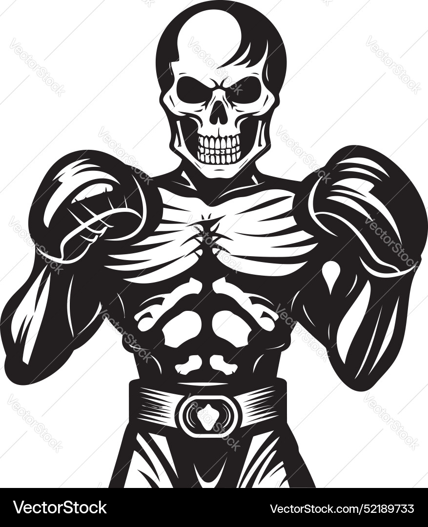 Bone breaker skeleton boxer black logo death Vector Image
