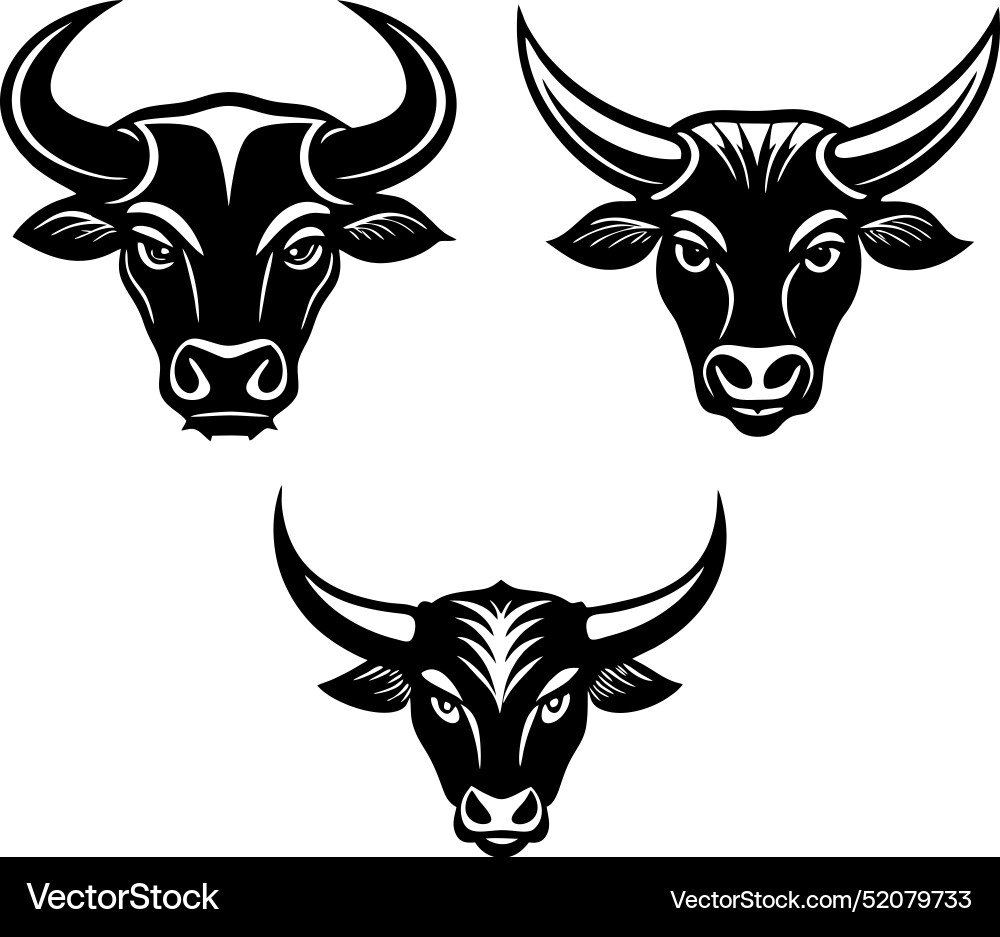 Bull set beautifully icons Royalty Free Vector Image