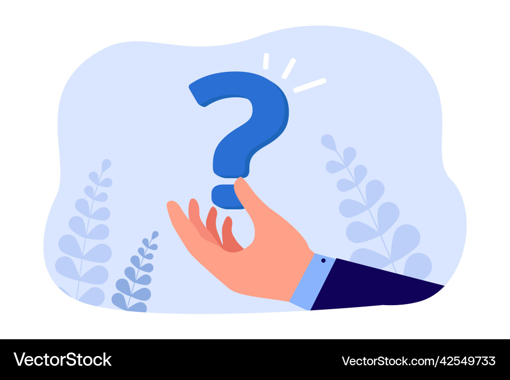 Businessman hand holding question mark Royalty Free Vector