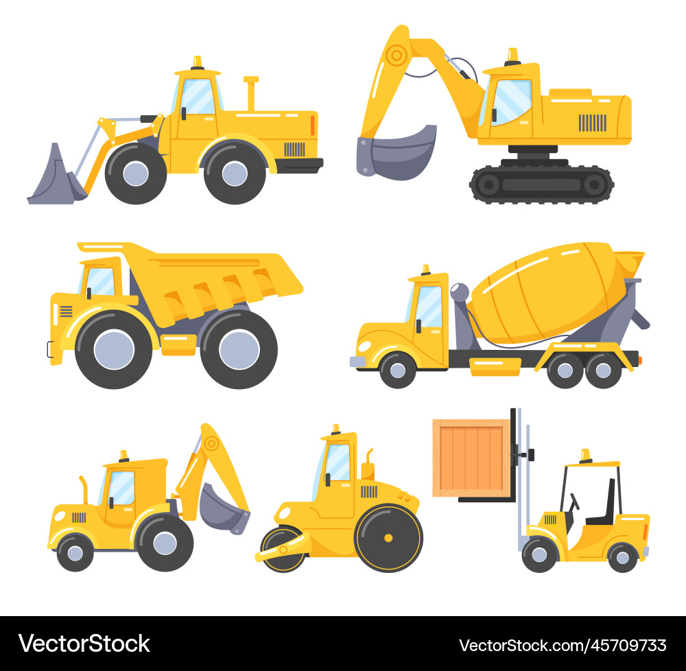 Construction Machinery Set Royalty Free Vector Image