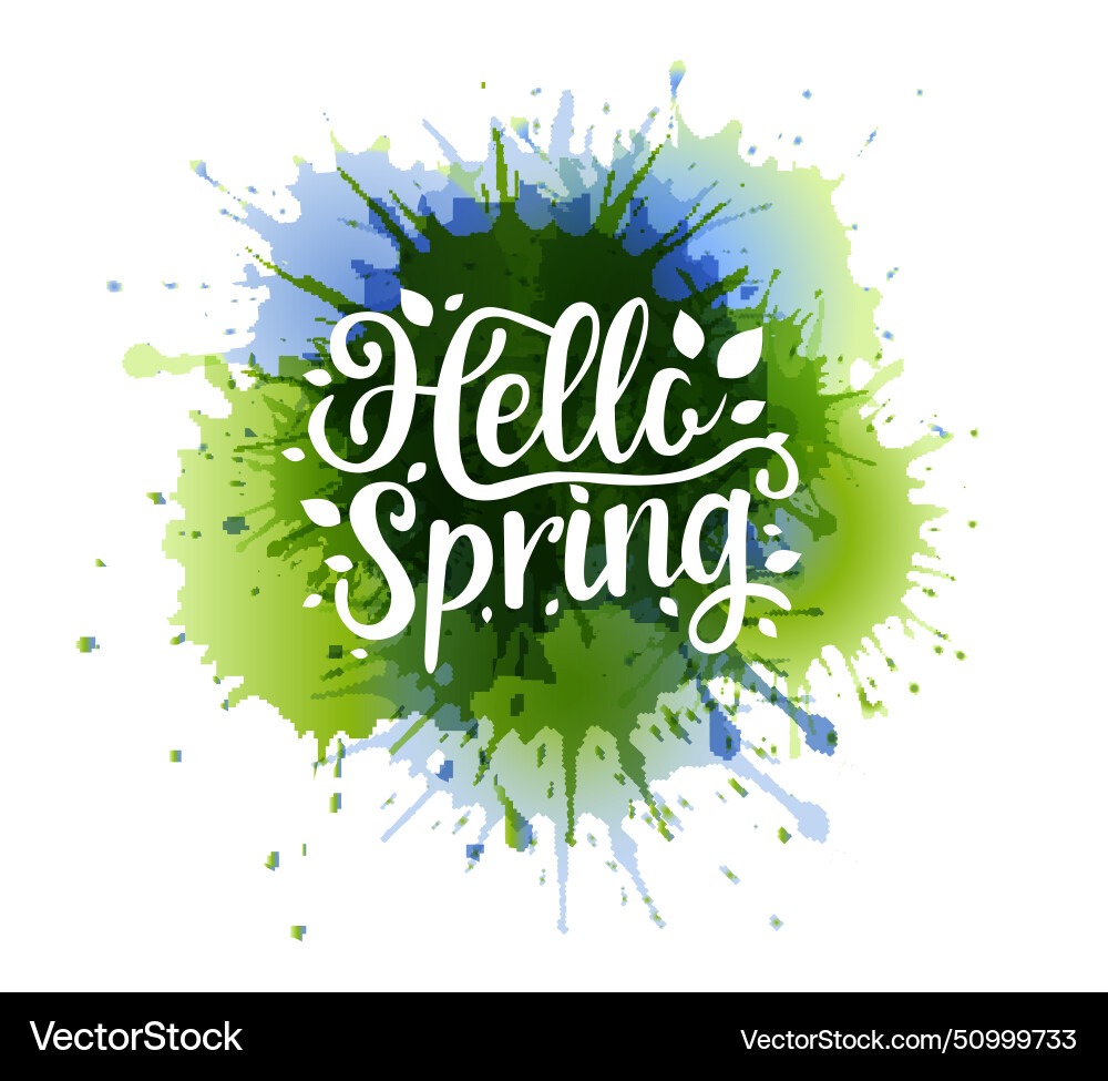 Hello spring blot isolated white background Vector Image