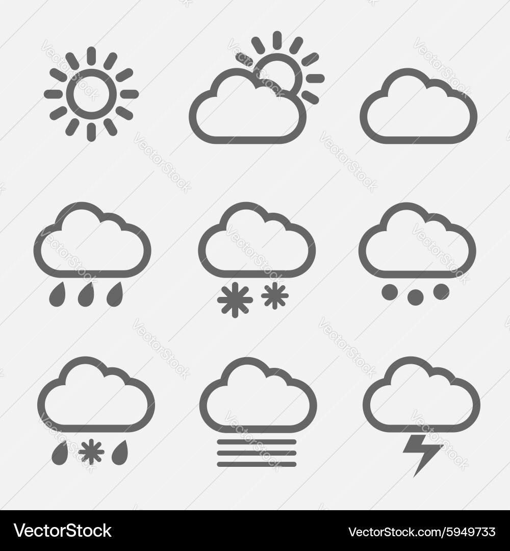 Meteorology icons Royalty Free Vector Image - VectorStock