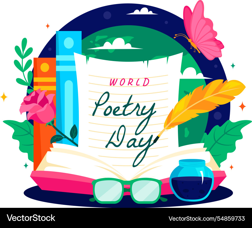 World poetry day on march 21 featuring writing Vector Image
