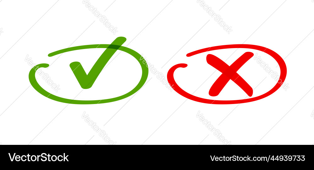 Ja Nein oder Punkte und Punkte gezeichnete schriftliche Prüfzeichen