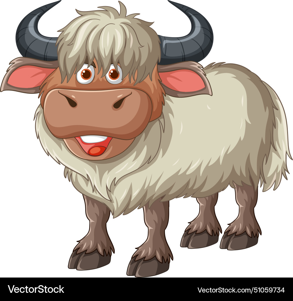 A friendly yak character with big smile Royalty Free Vector