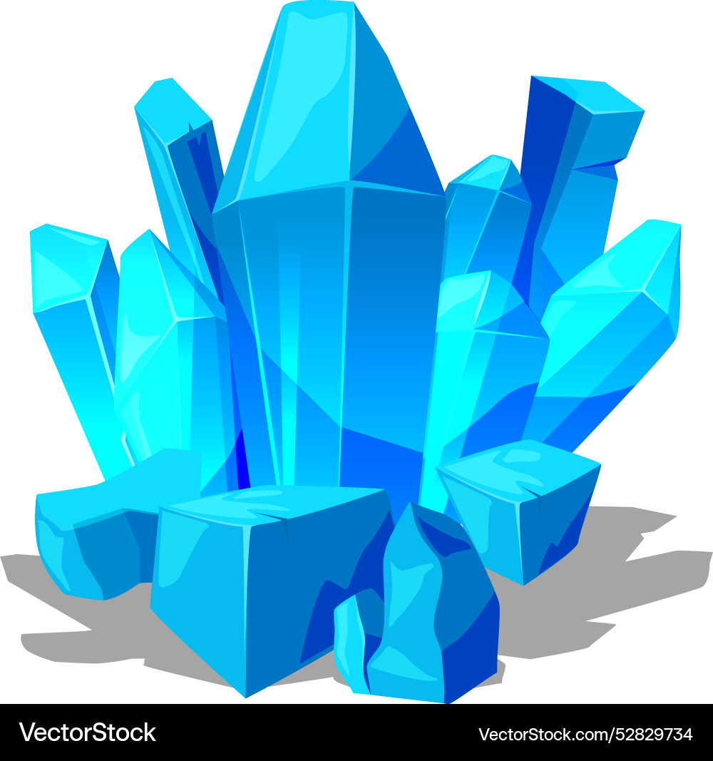 Blue gemstone natural crystal structure cartoon Vector Image
