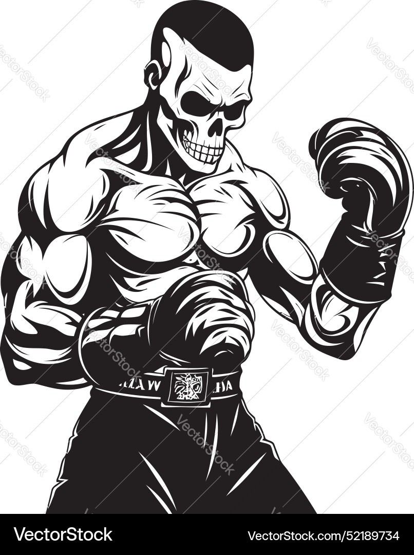 Death match skeleton boxing black logo design Vector Image
