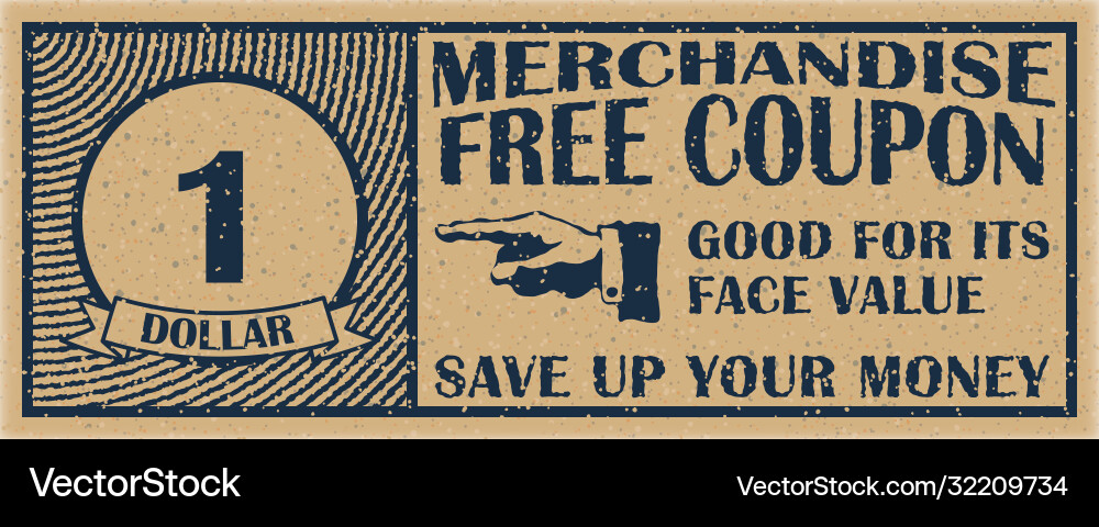 Dollar coupon template discount on 1 Royalty Free Vector