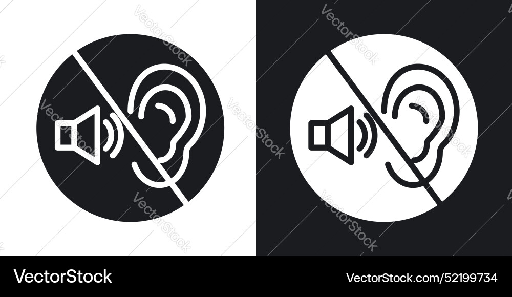 Ear deaf icon set in solid style Royalty Free Vector Image