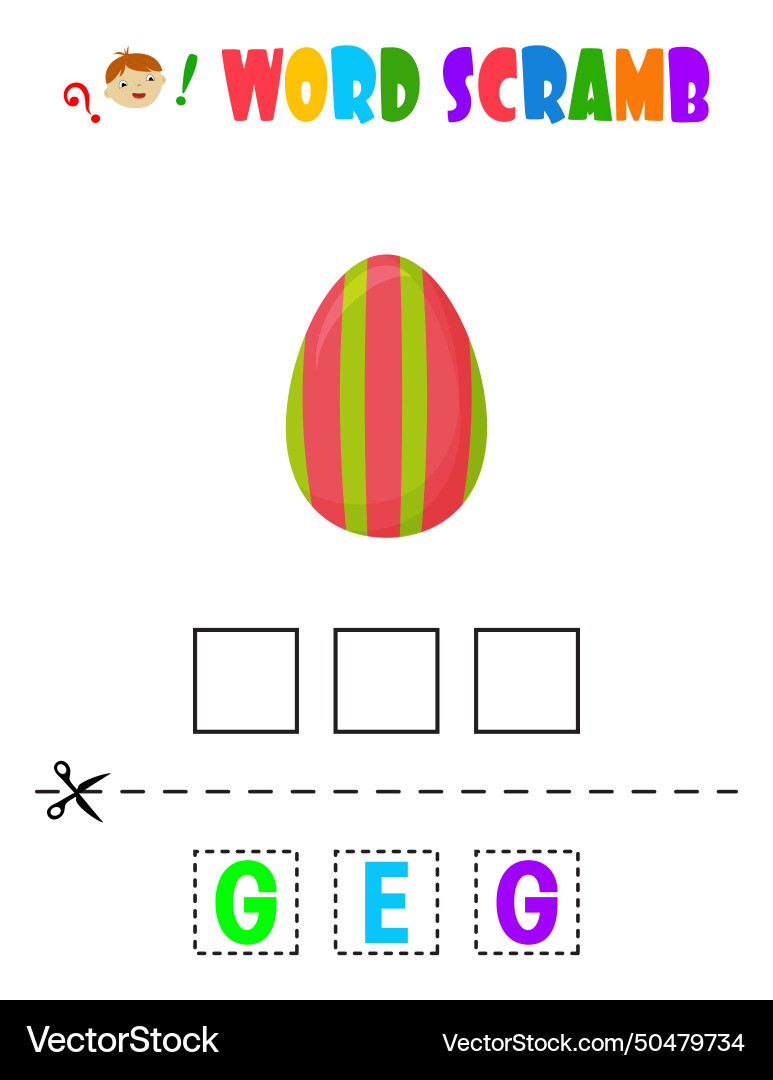 Word scramble easter egg educational sheet Vector Image