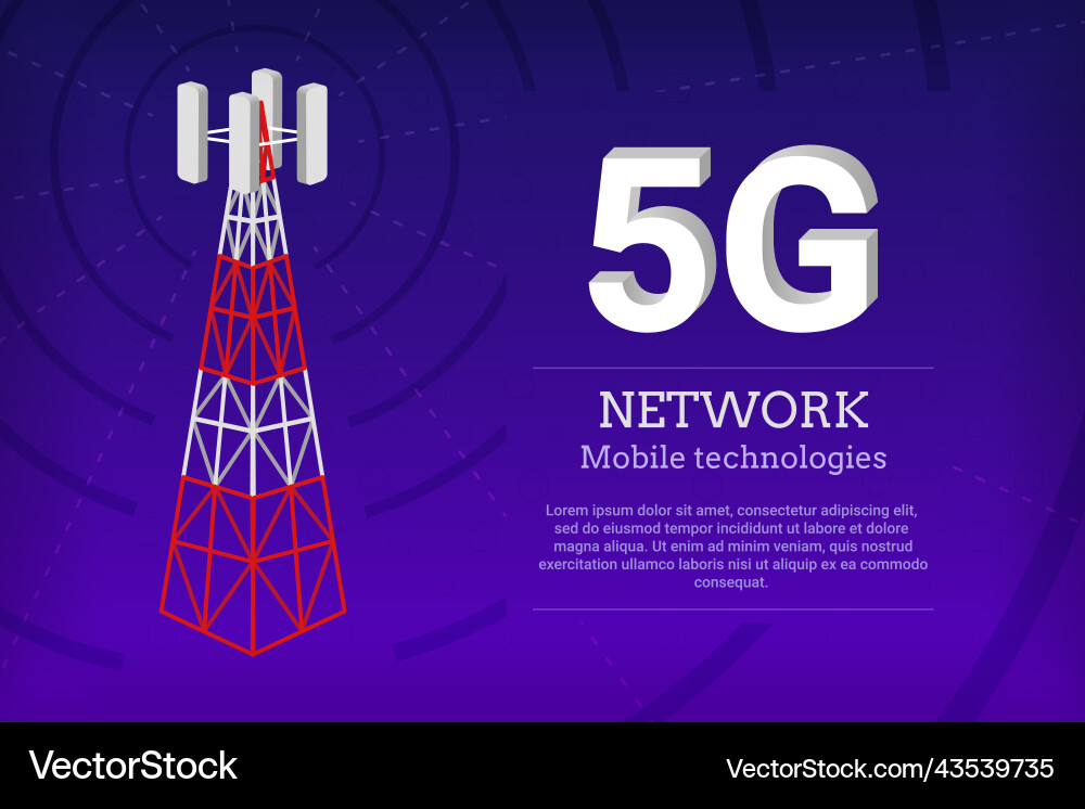 5g tower base station cell telecommunication Vector Image
