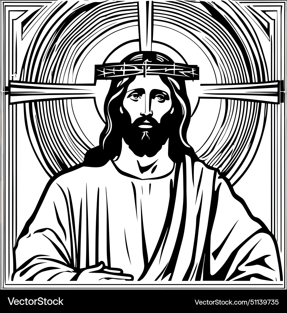 Black and white jesus art Royalty Free Vector Image