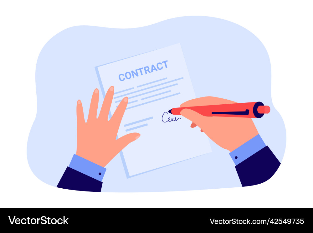Businessman signing contract Royalty Free Vector Image