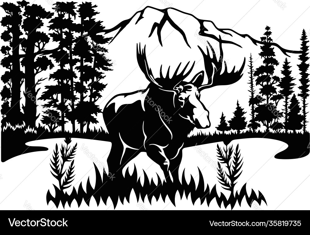 Elk Silhouette - Wildlife Stencil Royalty Free Vector Image