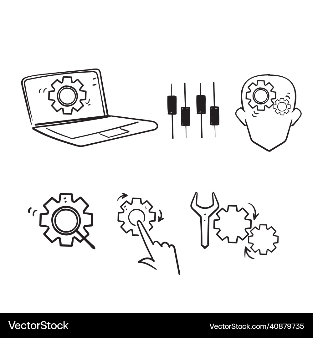 Hand drawn doodle setting and option related Vector Image