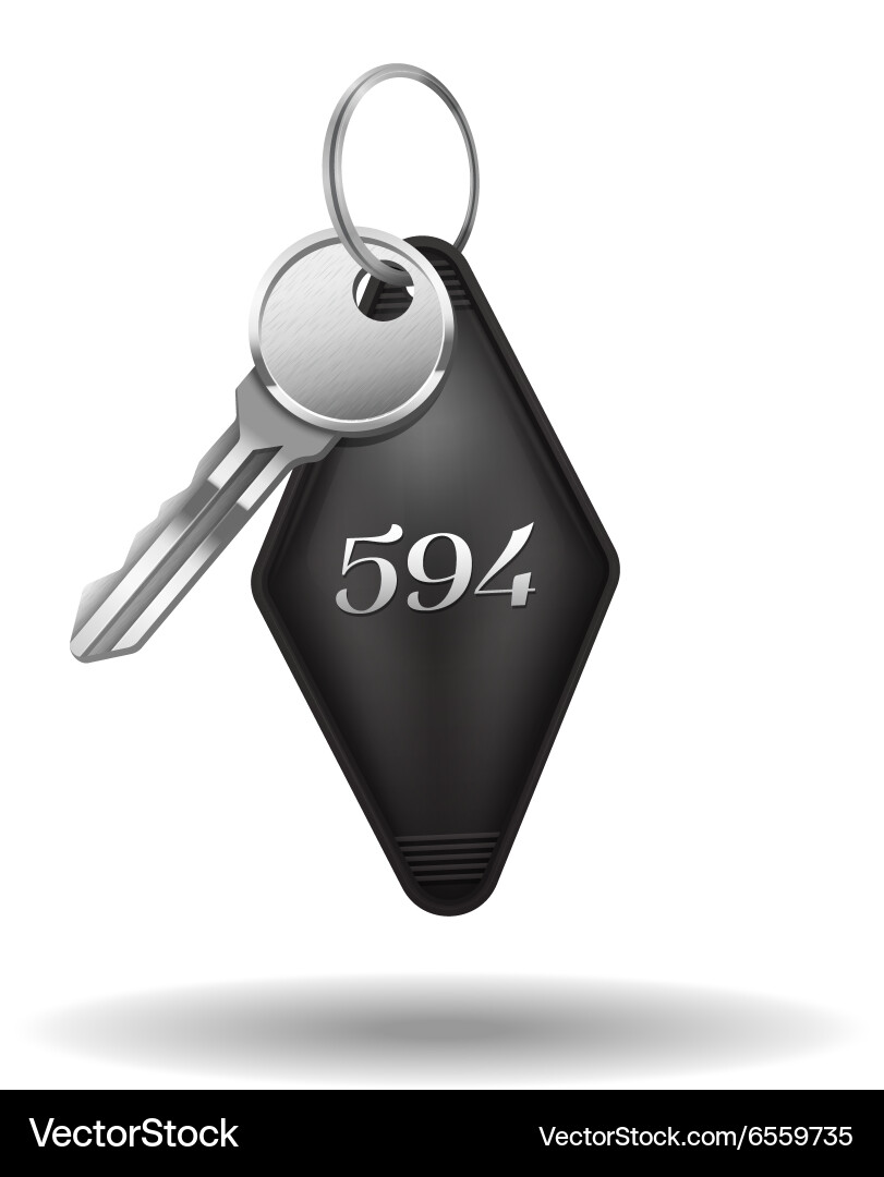Hotel room key with number Royalty Free Vector Image