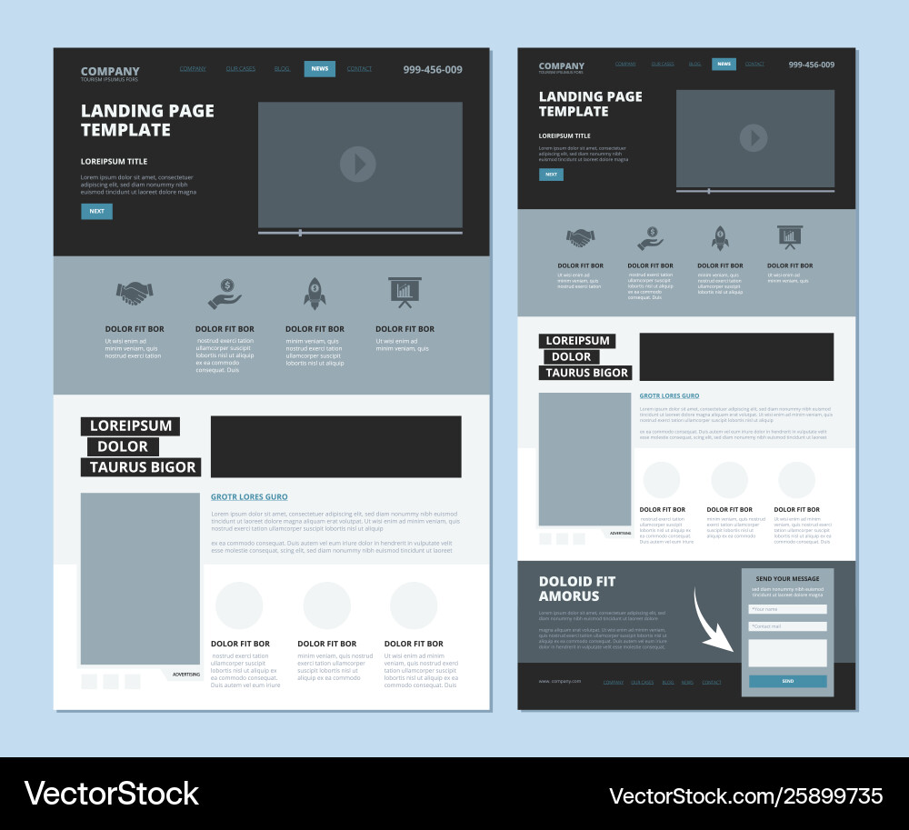 Landing Page Wireframe Template Royalty Free Vector Image