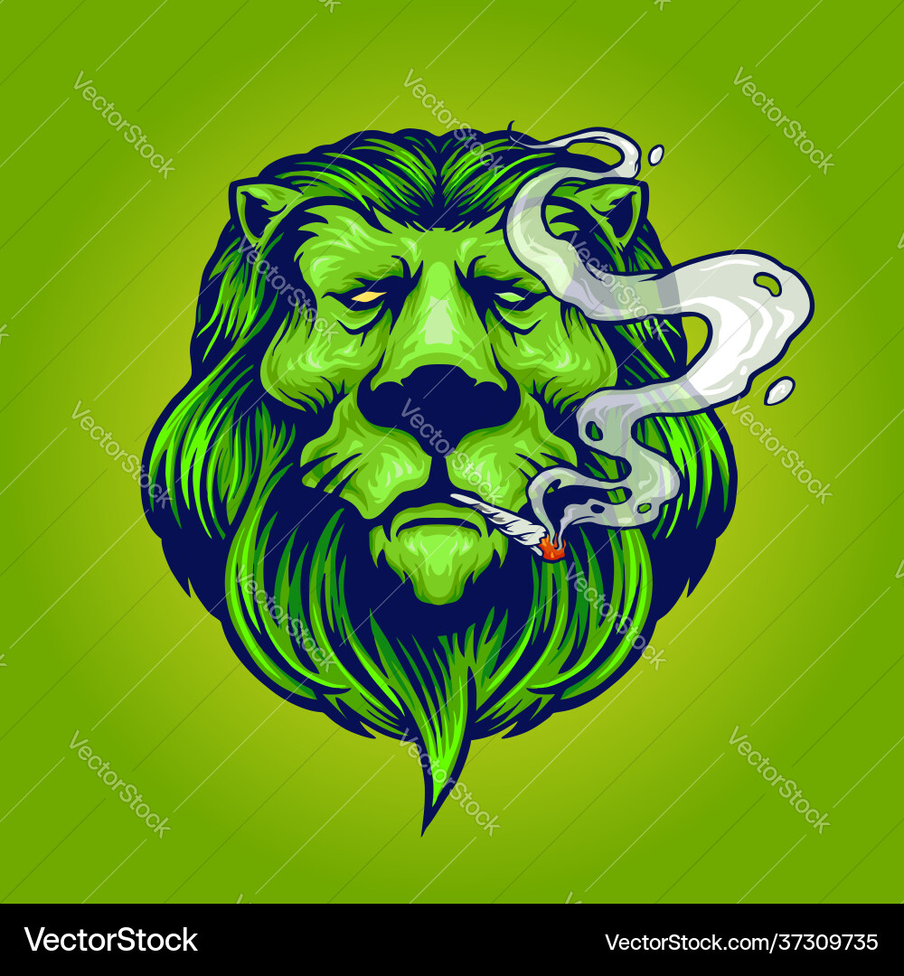 Lion & Weed Smoke Royalty Free Vector Image