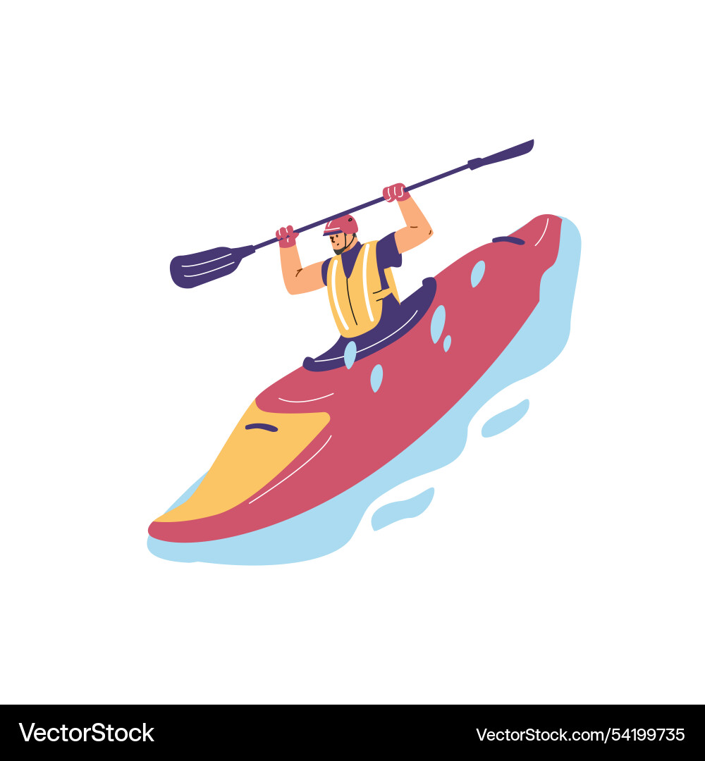 Man on kayak holding oar Royalty Free Vector Image