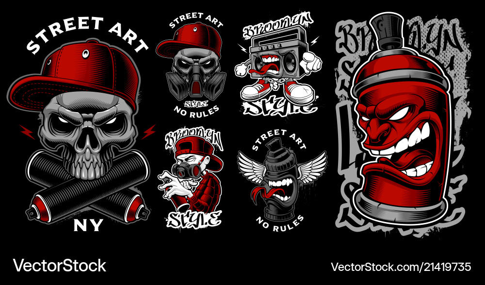 Set of graffiti Royalty Free Vector Image - VectorStock