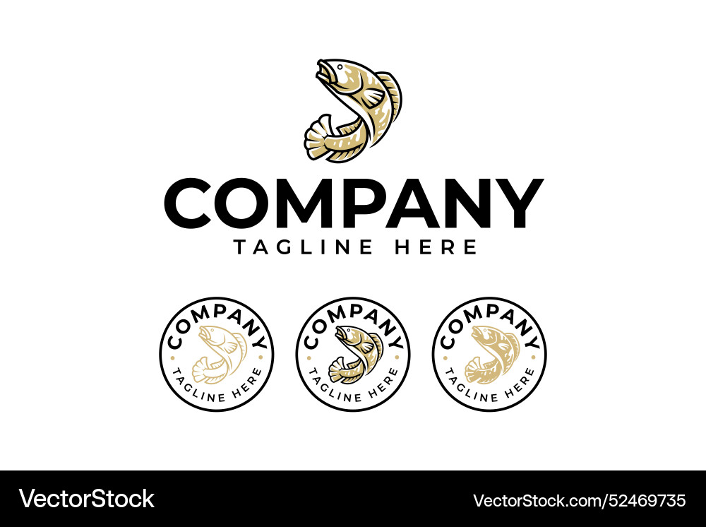 Snakehead channa fish logo design sets Royalty Free Vector