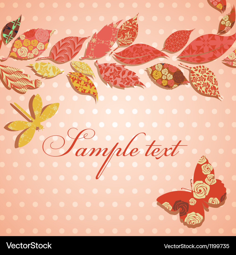 Vintage background with border of patch leaves Vector Image