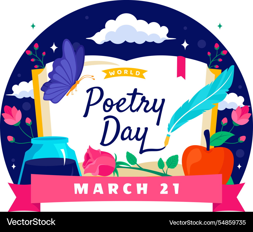 World poetry day on march 21 featuring writing Vector Image