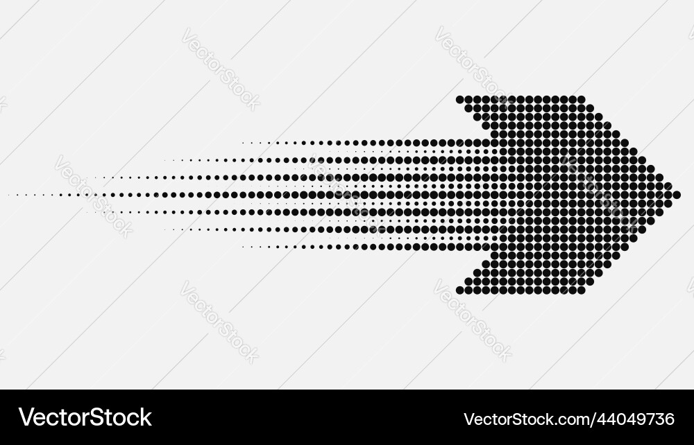 Arrow icon sign halftone dots Royalty Free Vector Image